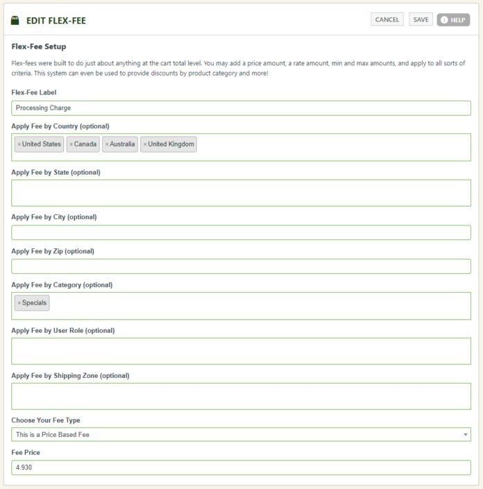 Flex-Fee Settings - WP EasyCart Online Documentation